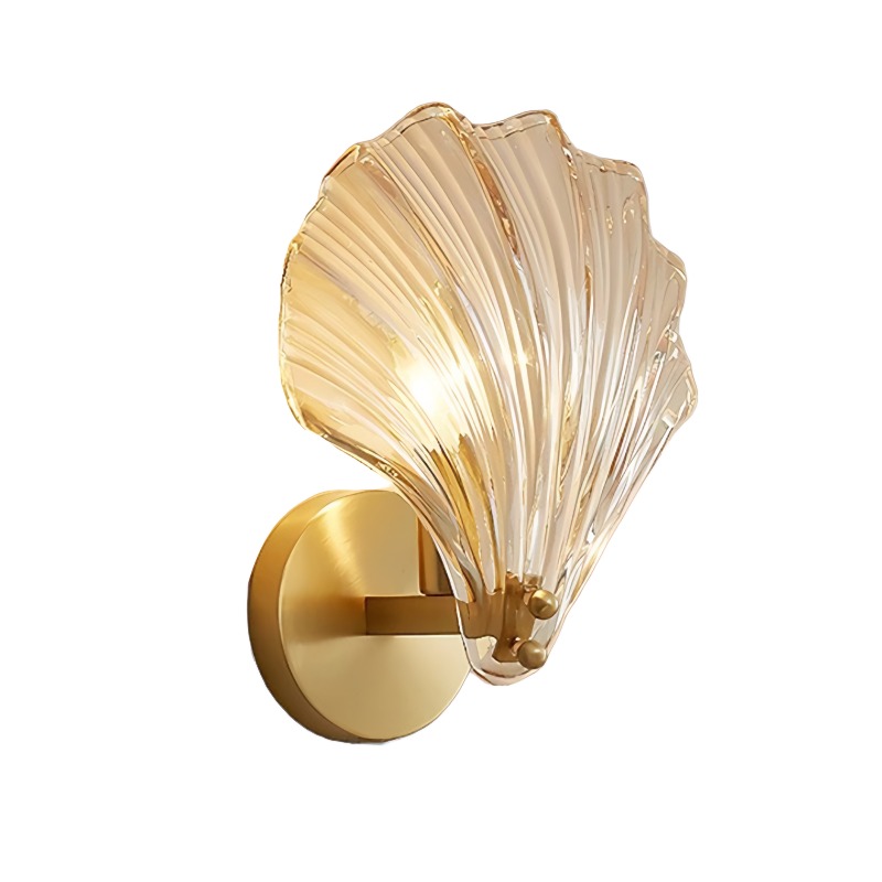 Brass & Glass Seashell Wall Sconce – Elegant Shell Wall Light for Home