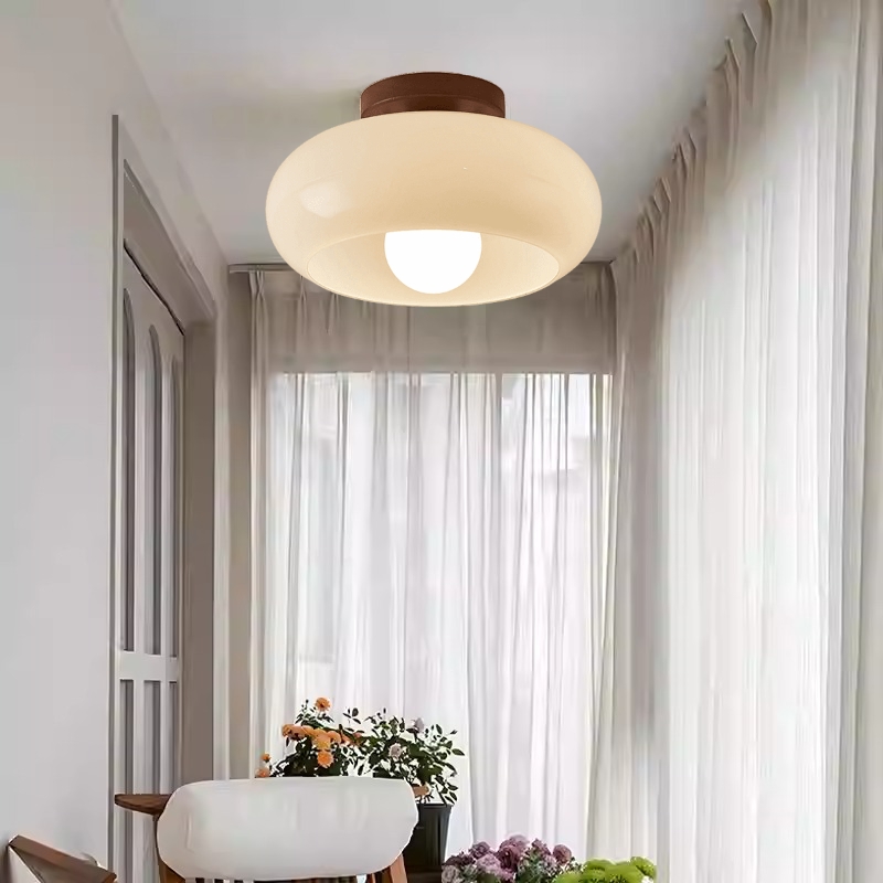 Retro White Hallway Glass Ceiling Light