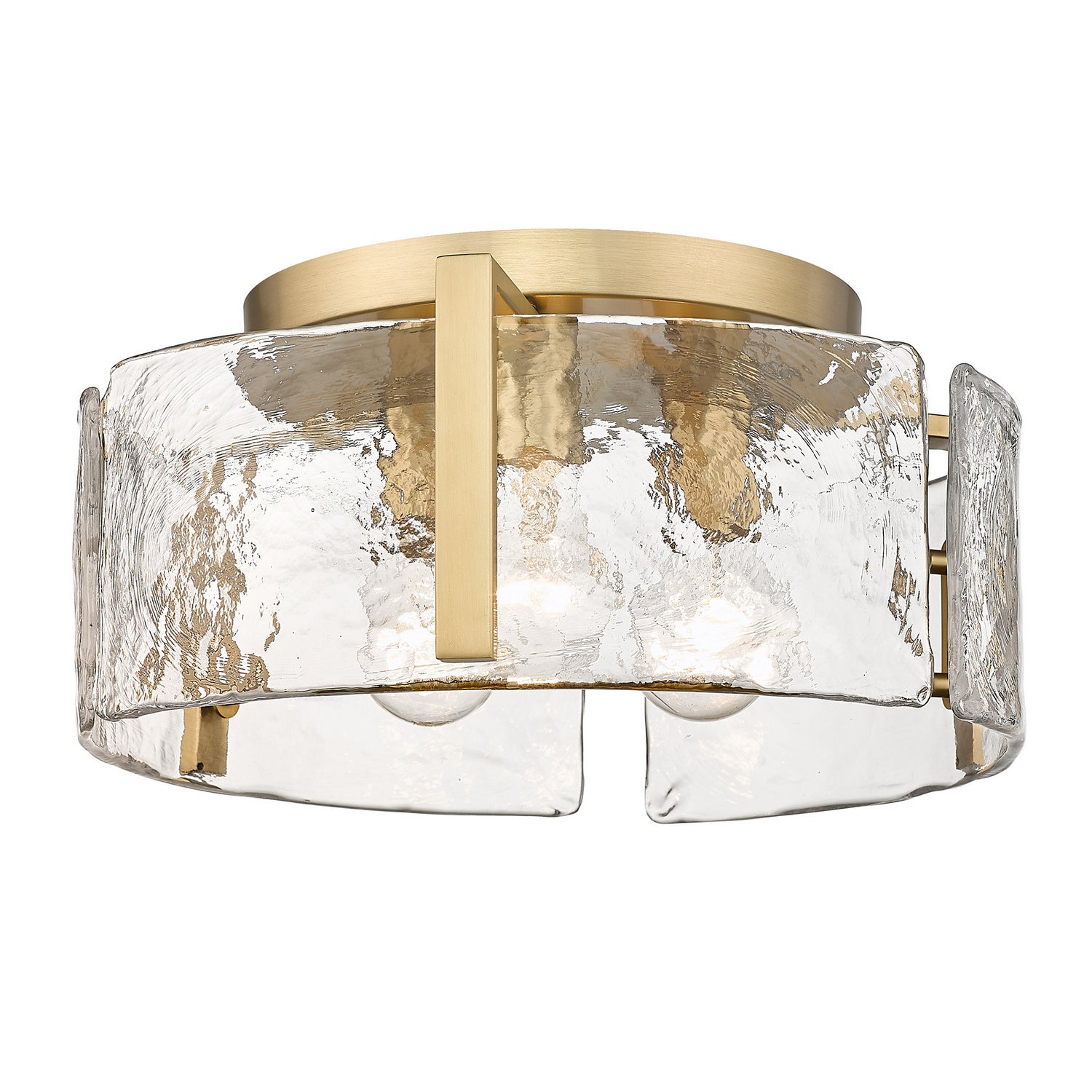Luxury Flush Mount Ceiling Light – Hammered Water Glass, 3-Light