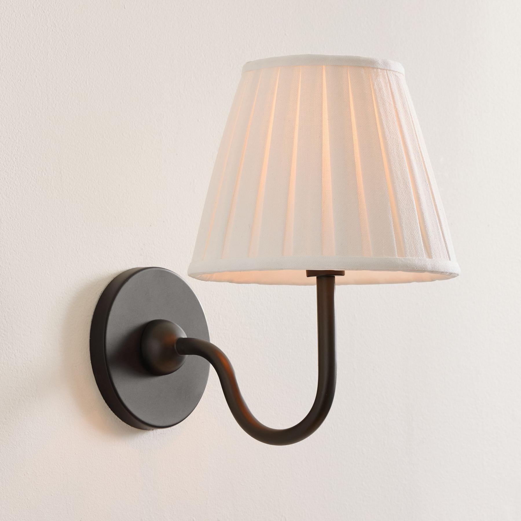 Luvora Brass Wall Lamp — Pleated Linen Shade Sconce for Bedroom